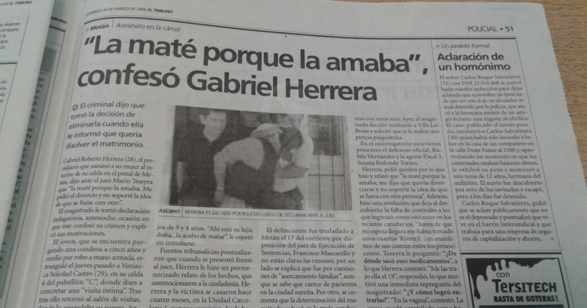 Femicidio en la cárcel: en 2006 Chirete Herrera dijo que mató por amor ...