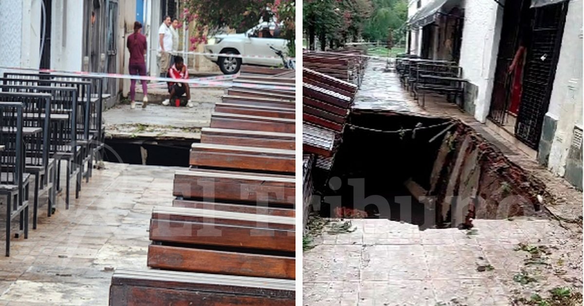 VIDEO. Temporal en Salta: se hundió una vereda que cubría un canal ...